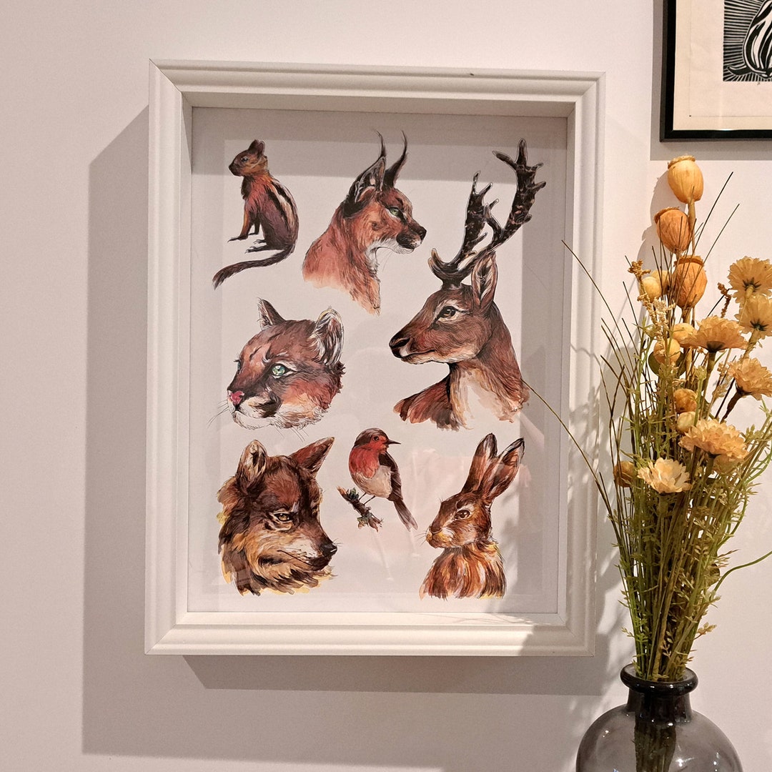 Poster Portraits of Forest Animals in Watercolor - Etsy