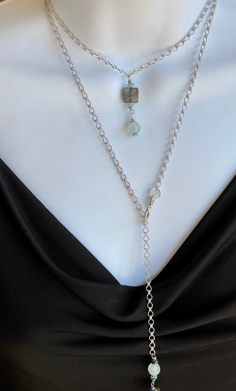 Choker on a Silver Filled Chain With Czech Glass Chicklet Bead Pendant ...