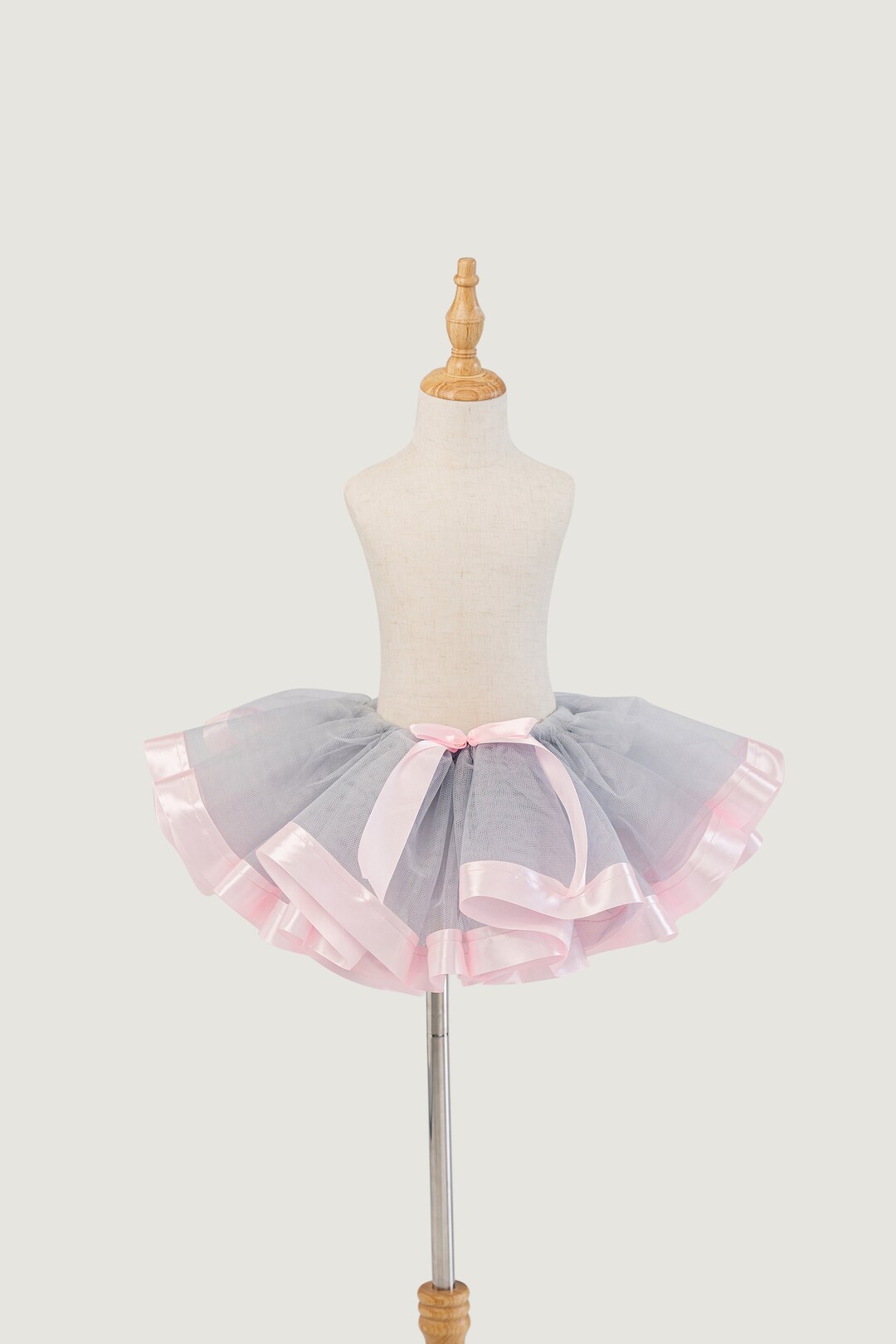 Grey and Pink Ribbon Tutu Handmade Girls Tutu Toddler Tutu Birthday ...