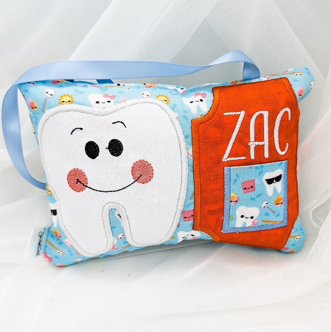 Tooth Fairy Pillow Made With Sunny Summer Teeth Fabric in Orange Blue ...