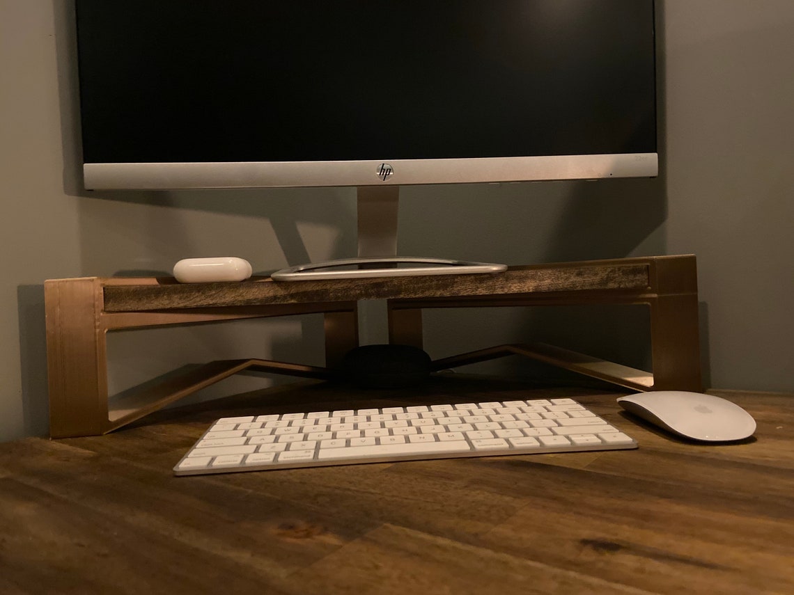 Handmade Corner Monitor Riser, Space Saver, Home Office, Wooden Desk ...