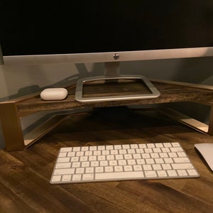 Handmade Corner Monitor Riser, Space Saver, Home Office, Wooden Desk ...