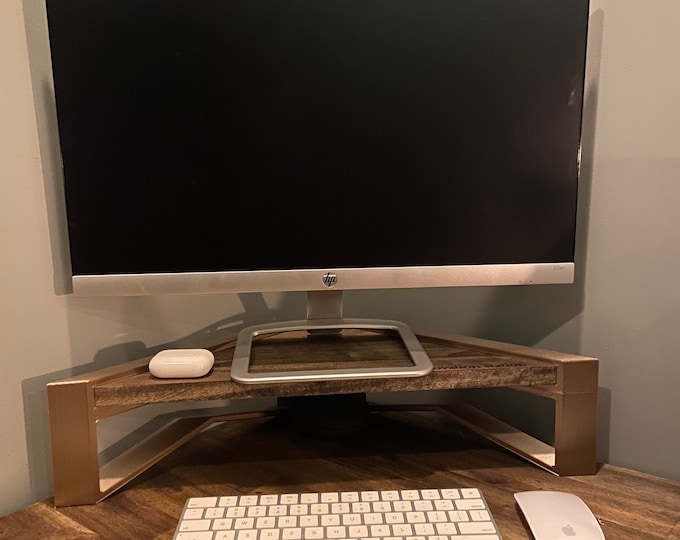 Handmade Corner Monitor Riser, Space Saver, Home Office, Wooden Desk ...