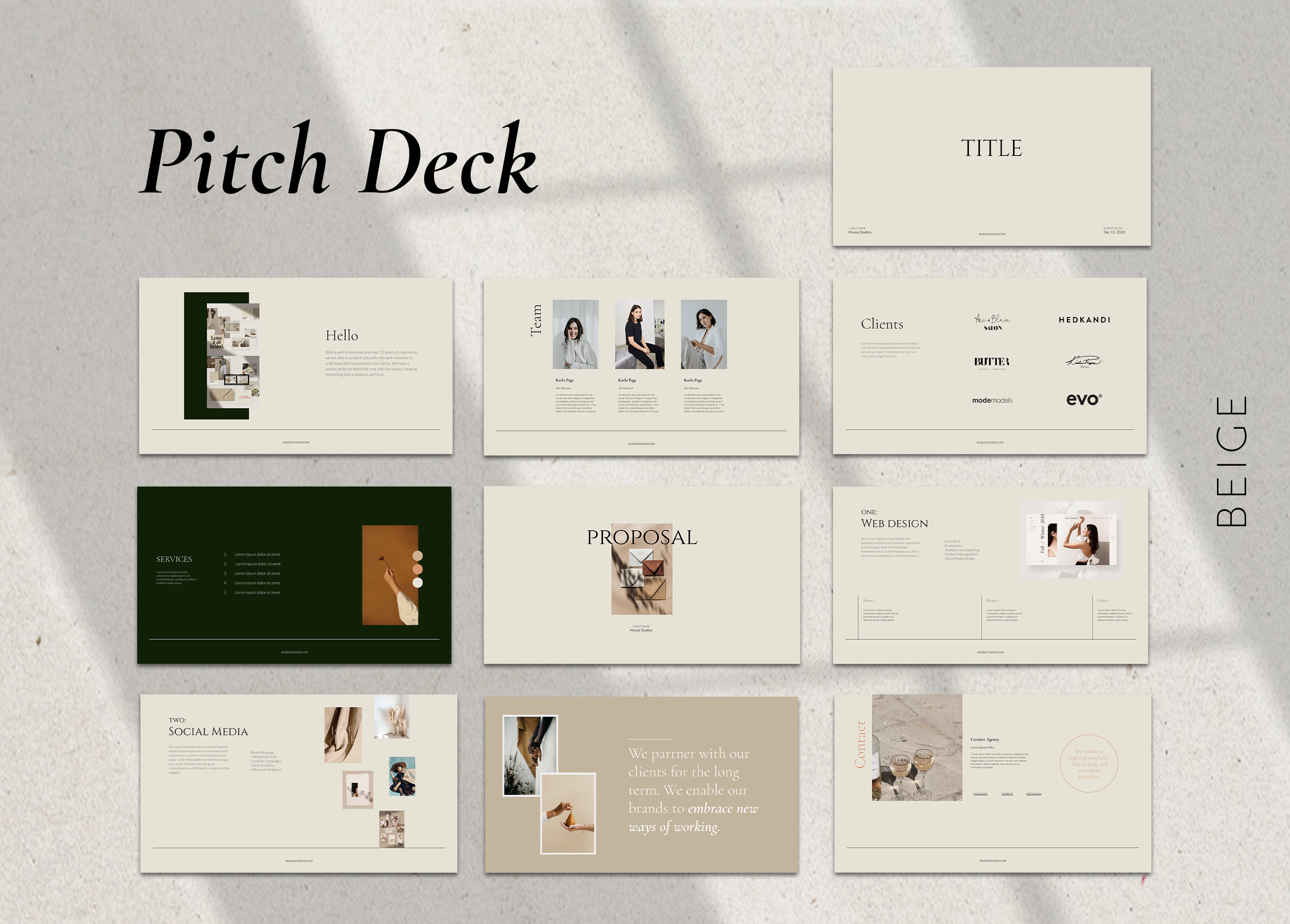 Beige Pitch Deck Google Slides Presentation | Portfolio Template ...