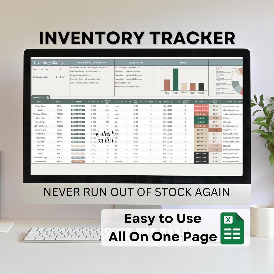 Supply Tracker & Order Log Template | Small Business Inventory ...