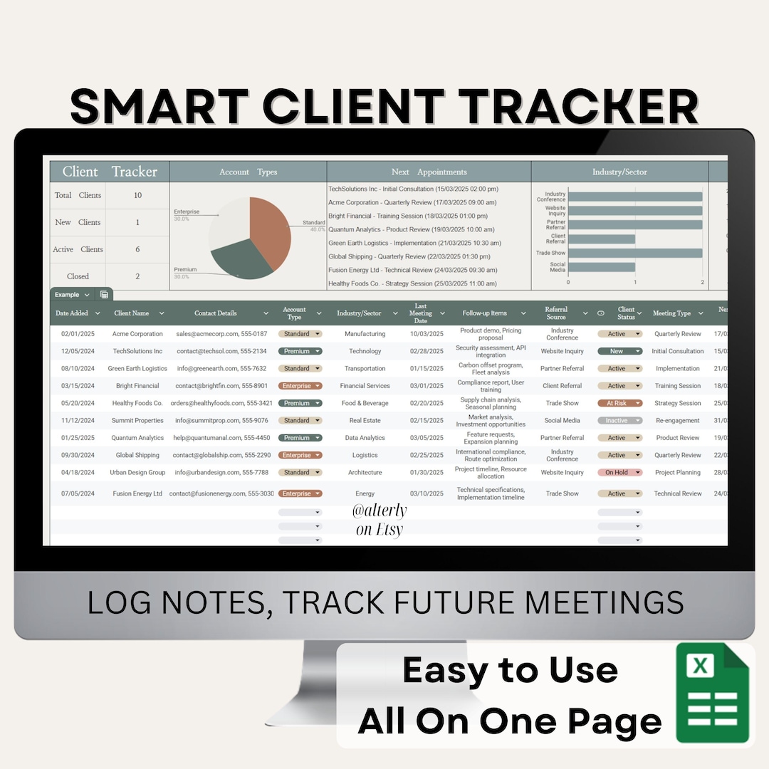 Client Management Spreadsheet | Business Consultation Tracker | Account ...