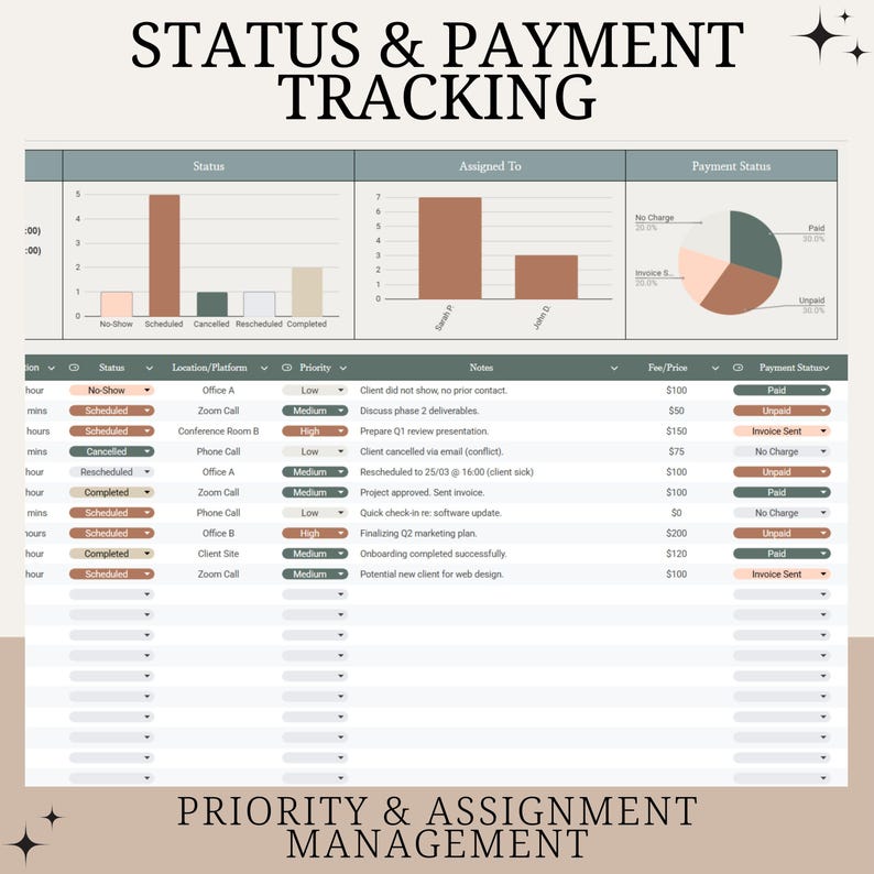 Professional Appointment & Client Booking Tracker | Google Sheets ...