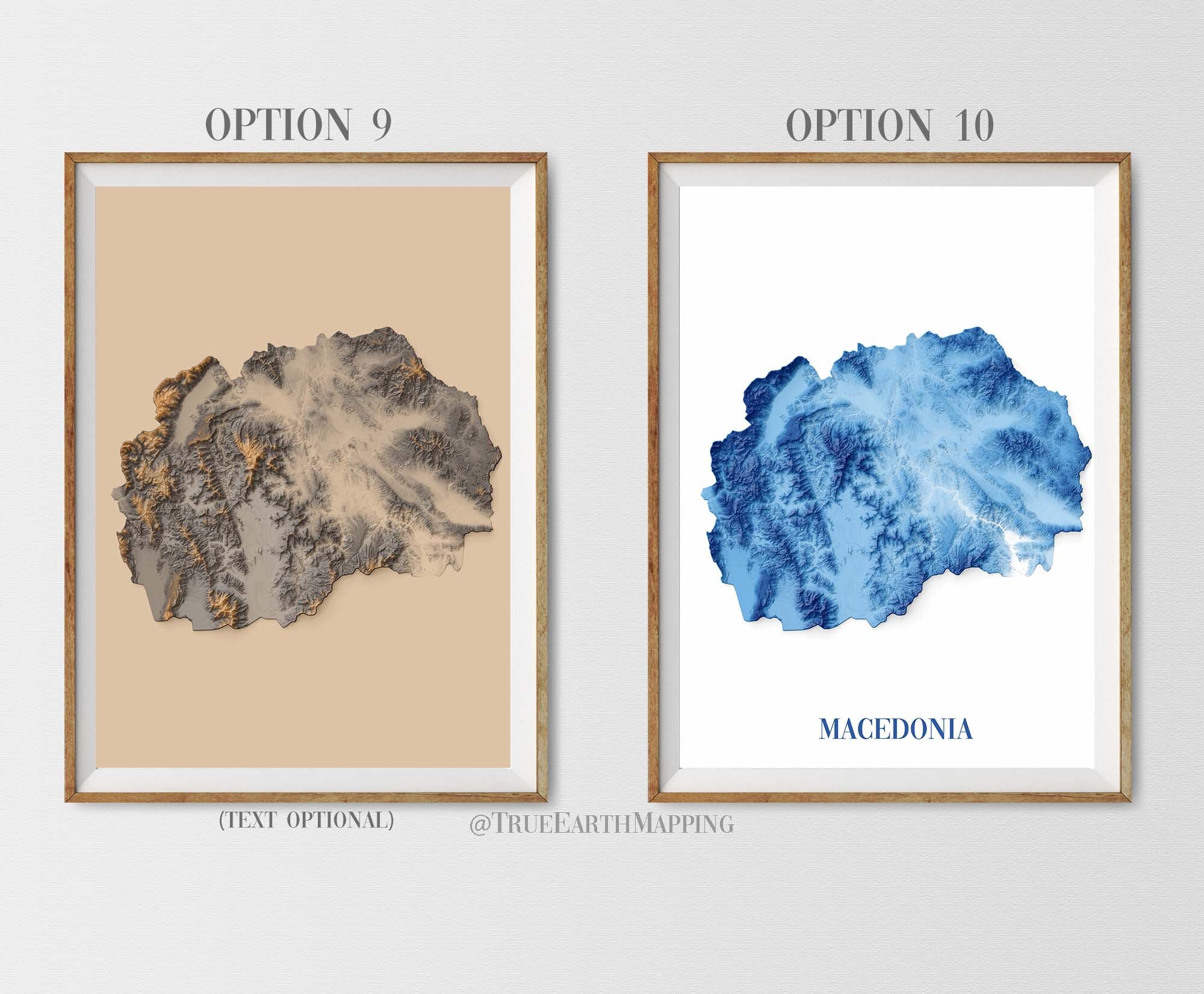 Macedonia Relief Map Print / Poster 3D Effect Topography | Etsy