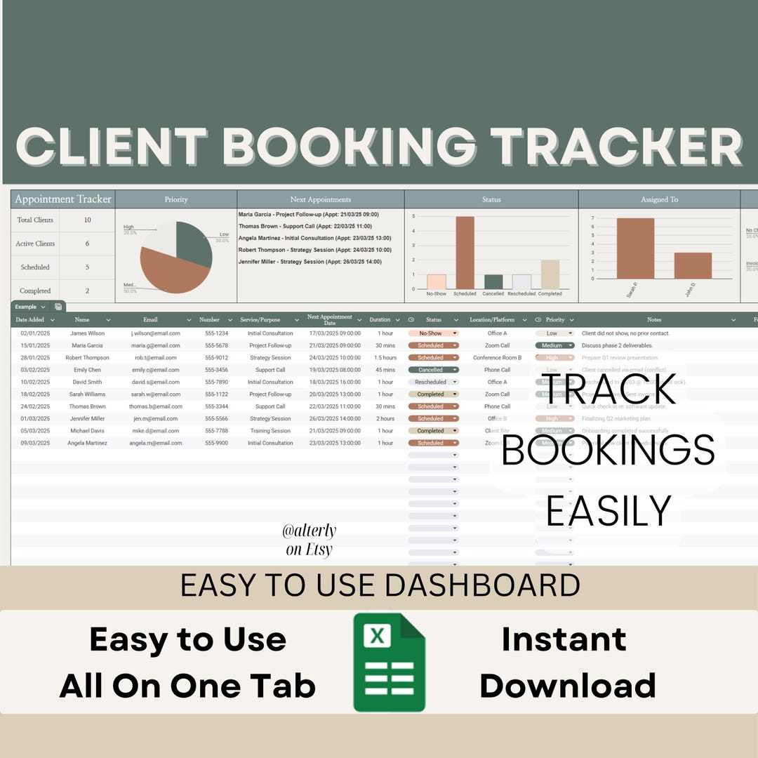 Professional Appointment & Client Booking Tracker | Google Sheets ...