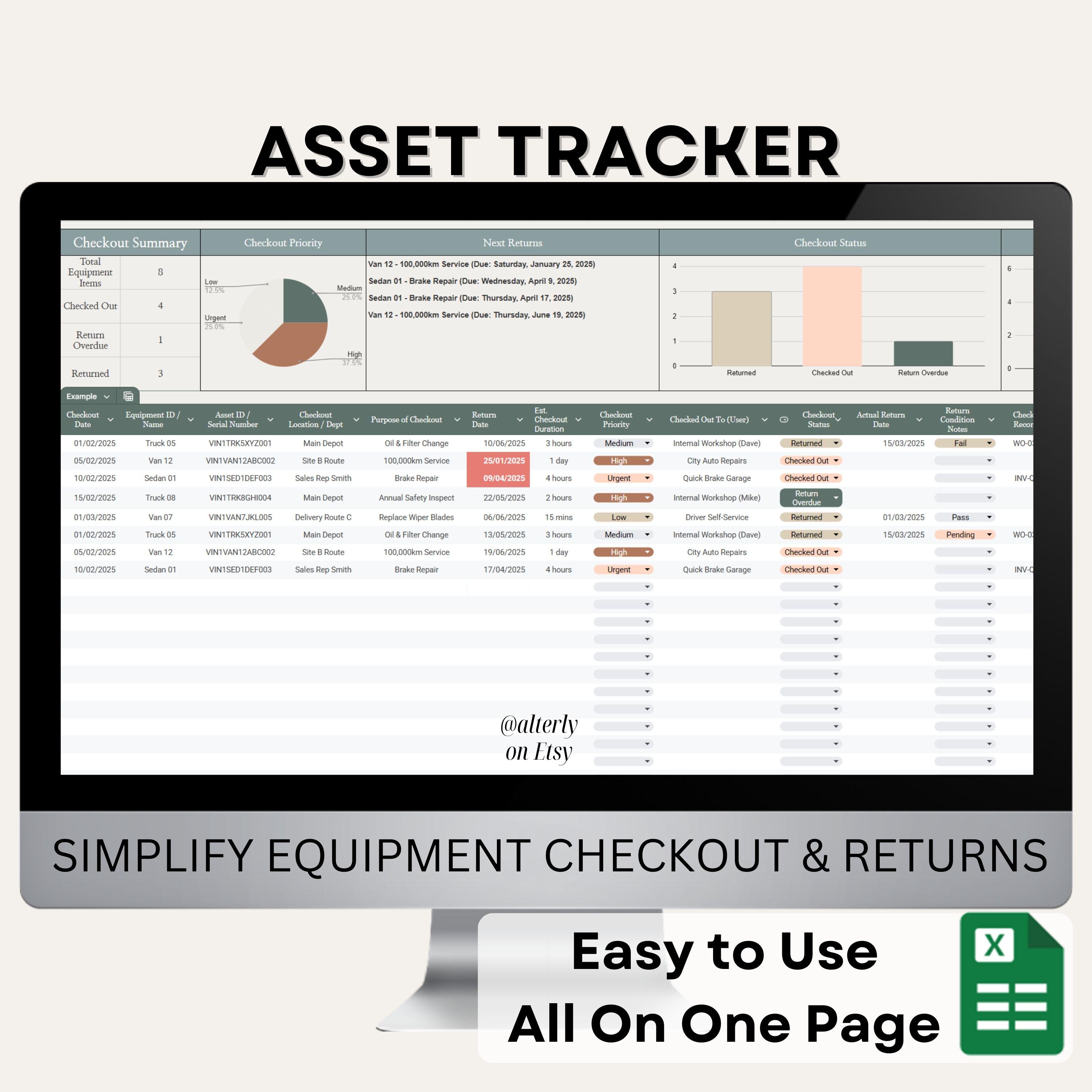 Equipment Checkout Return Log Google Sheet Template | Visual Asset ...