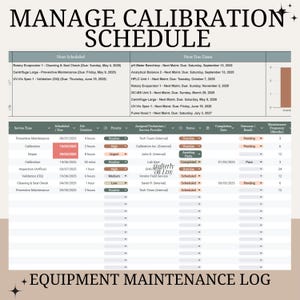 Lab Equipment Maintenance & Calibration Schedule | Google Sheets ...