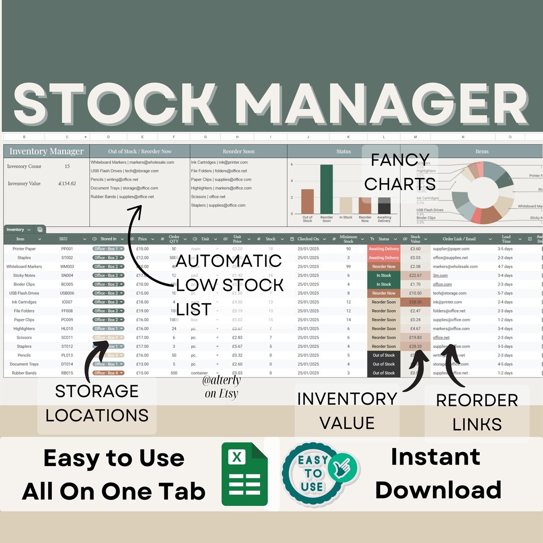 Small Business Stock Management Template | Digital Inventory Sheet ...