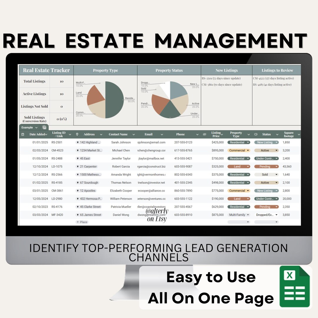 Real Estate Listing Tracker Spreadsheet | Realtor Property Management ...