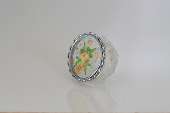 Vintage, Leaded Glass, Pressed Flowers, Embossed Glas… - Gem