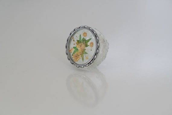 Vintage, Leaded Glass, Pressed Flowers, Embossed Glas… - Gem