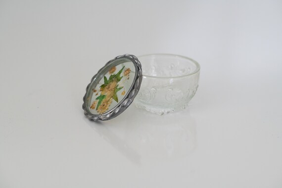 Vintage, Leaded Glass, Pressed Flowers, Embossed Glas… - Gem