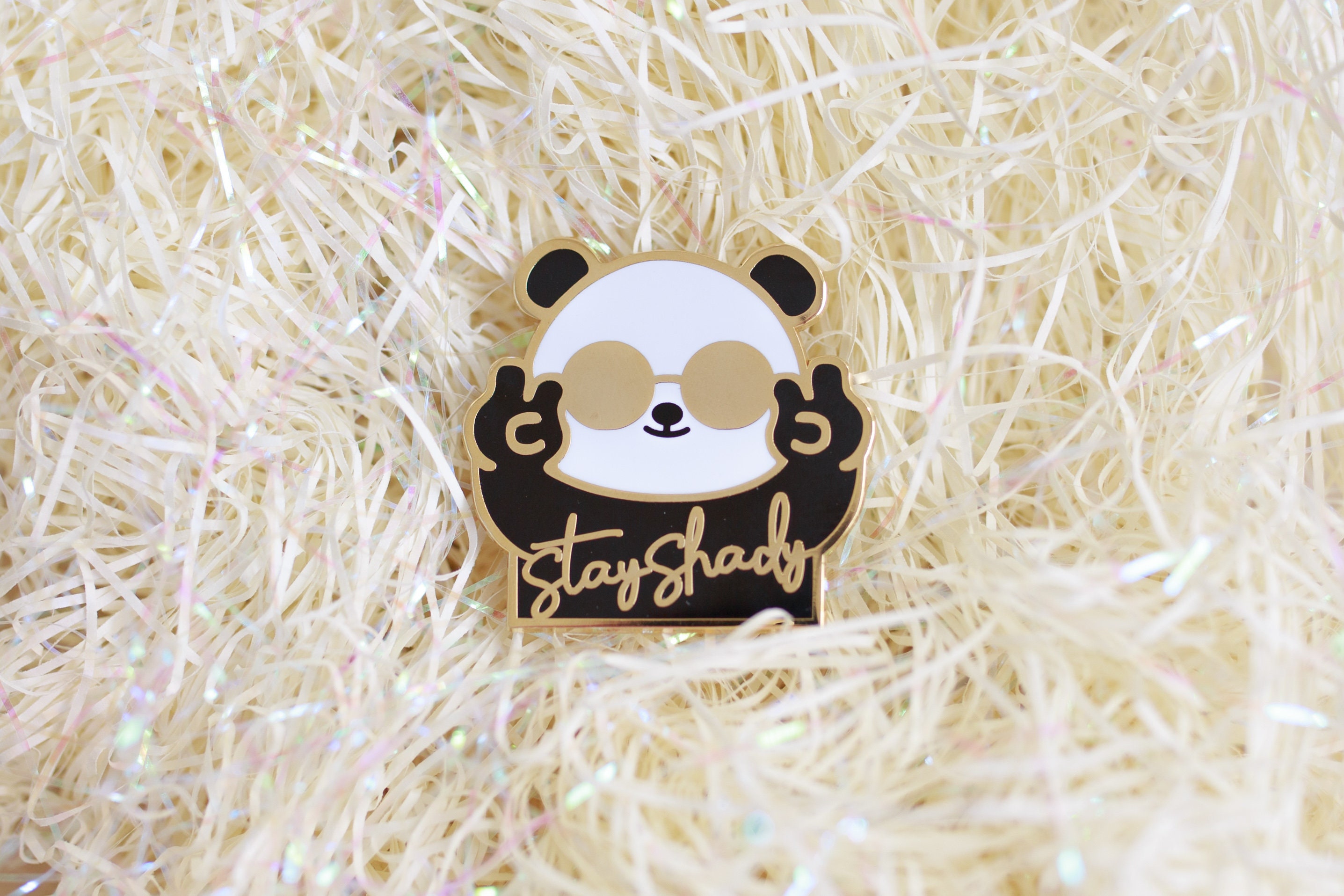 Cute Stay Shady Panda Wearing Sunglasses Gold Enamel Pin | Etsy