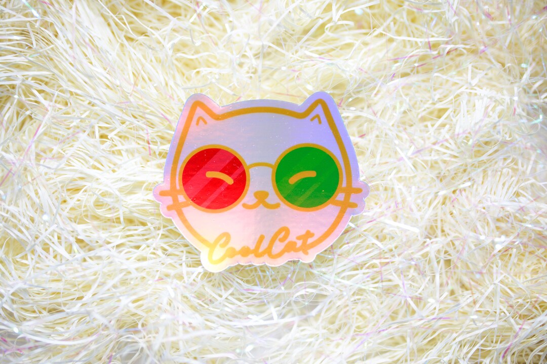 Vision Therapy Cool Cat Glasses Holographic Sticker || Optometrist ...