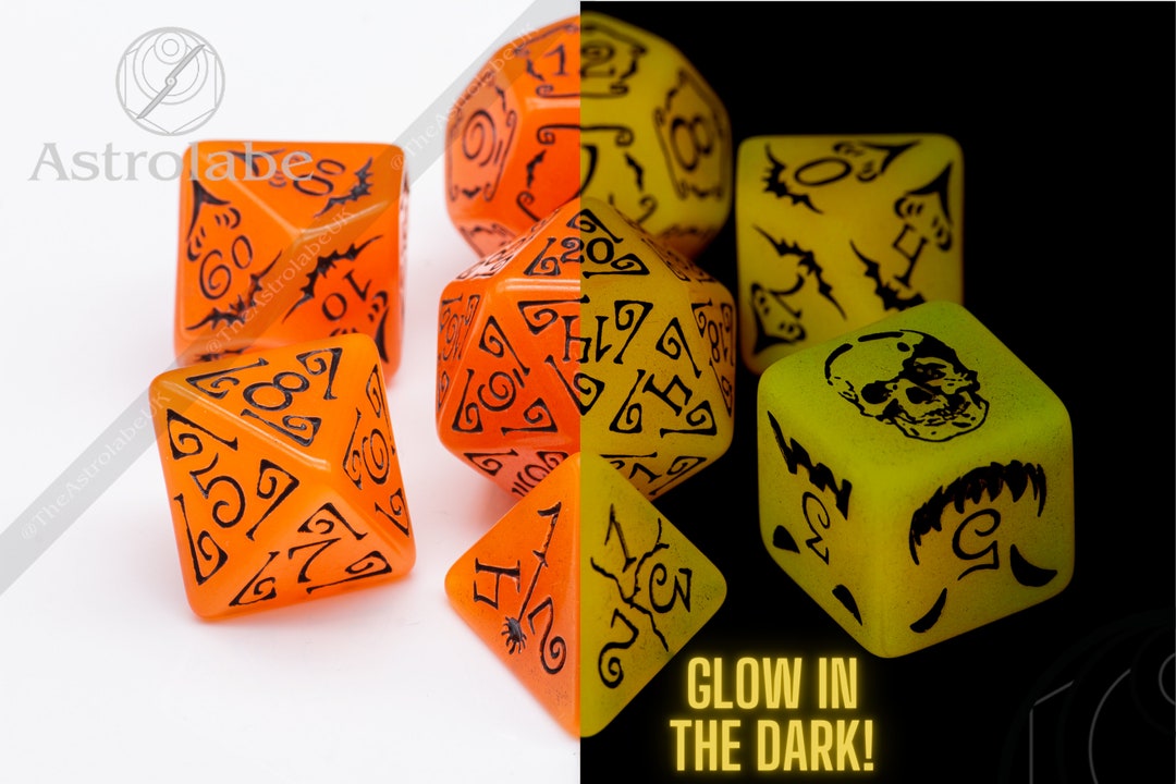 Will-o'-the-wisp Glow in the Dark Halloween Dice Spooky Dnd Dice Set ...