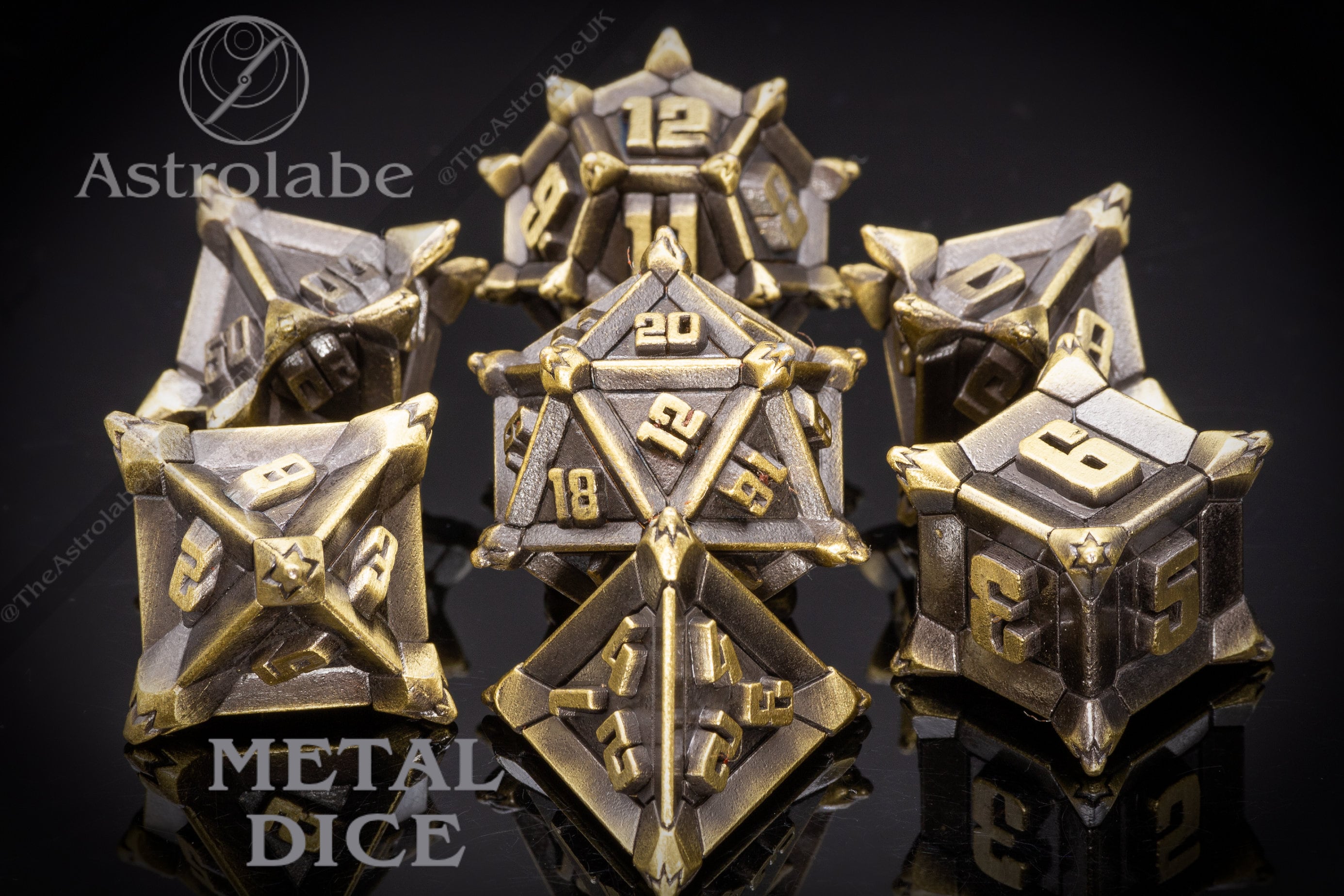 Battlerager Royal Mithril metal Dnd Dice Set Caltrop Themed | Etsy
