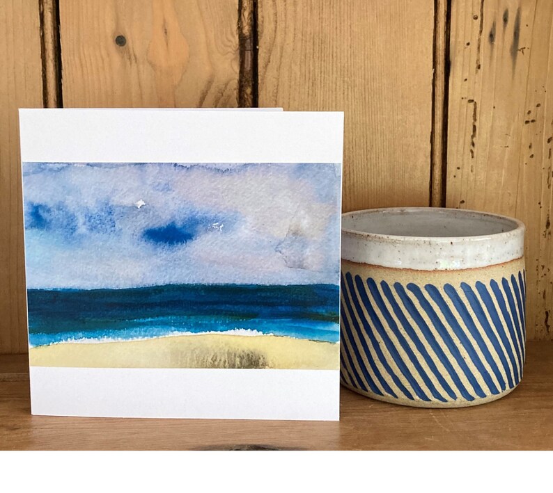 Coastal Sky Art Card From Original, Contemporary Beach Blank Card, Sea ...