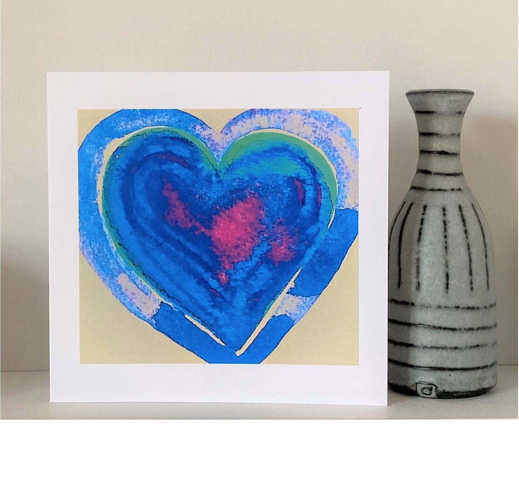 Funky Heart Art Card, Contemporary Valentine or Anniversary Blank ...
