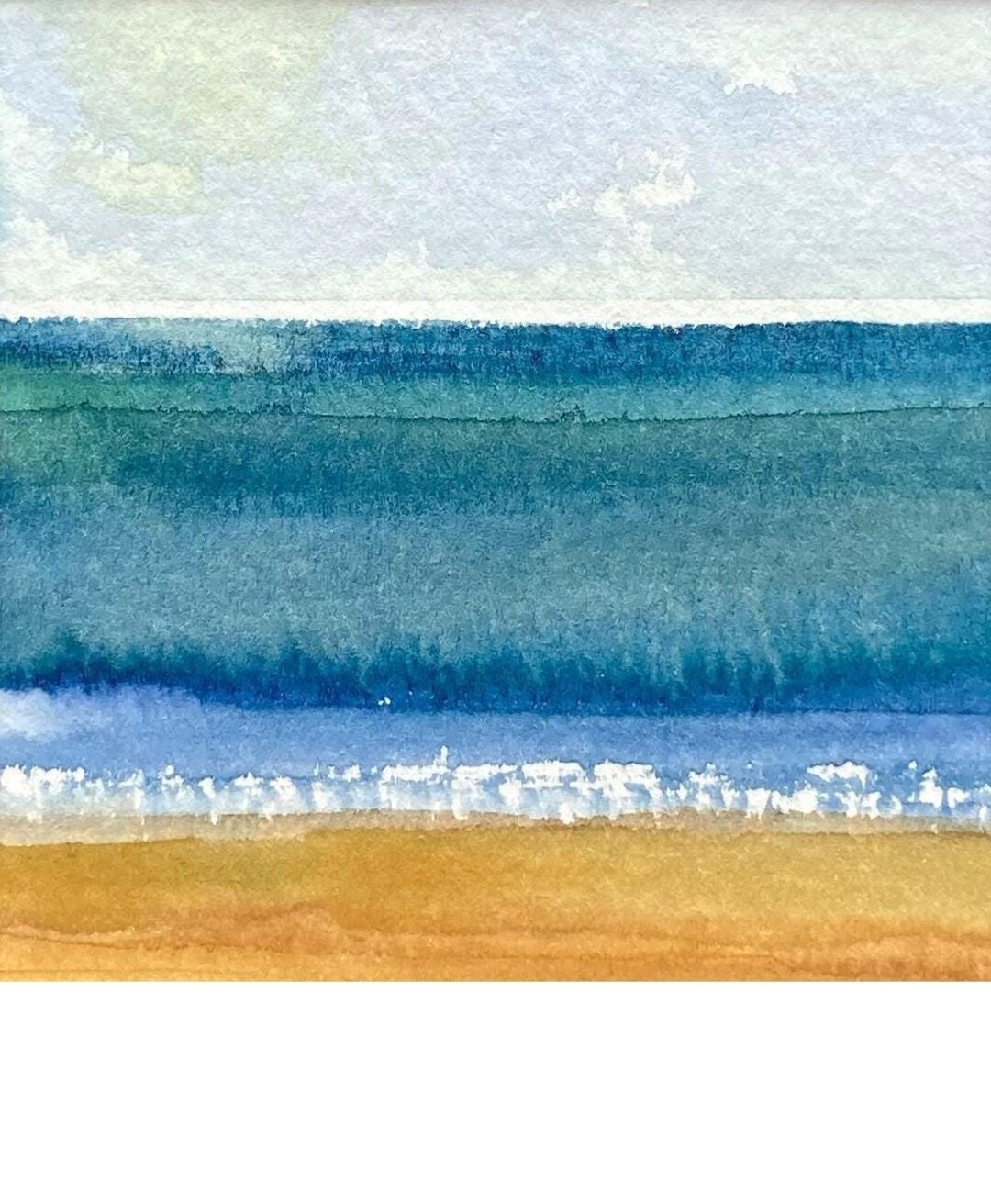Cornwall Seascape Original Art, Beach Watercolour Sand Waves Sky ...
