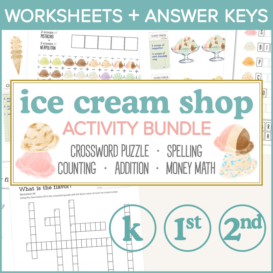 Printable Busy Book, Kindergarten, 1st Grade, 2nd Grade, Ice Cream Shop ...