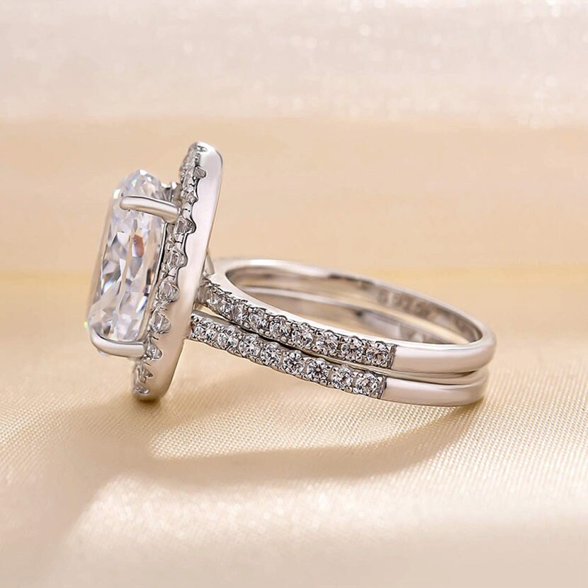 Unique Insert Wedding Bridal Set, Open Circle Wrap Ring, Solitaire With ...