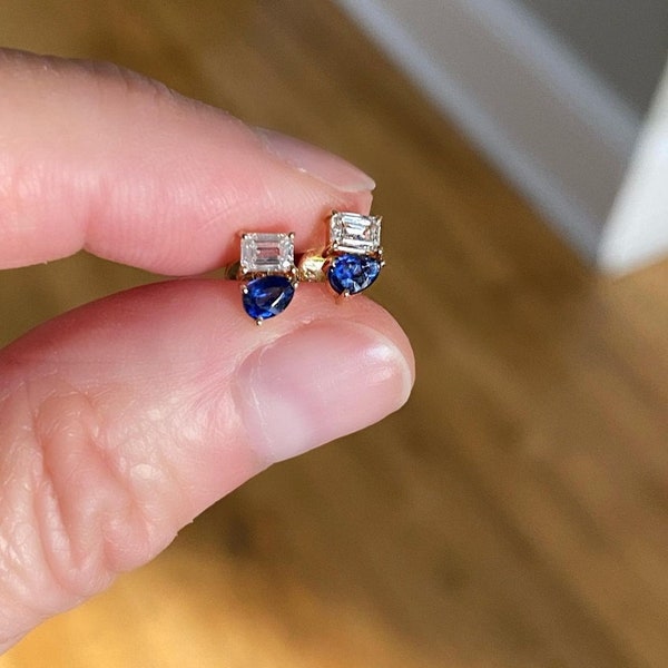 Two Stone Gold Earring - Etsy