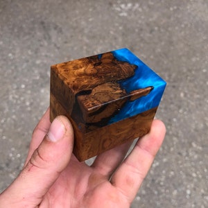 Slim.blue Resin and Wood Engagement Ring Box. Unique Proposal Ring Box ...