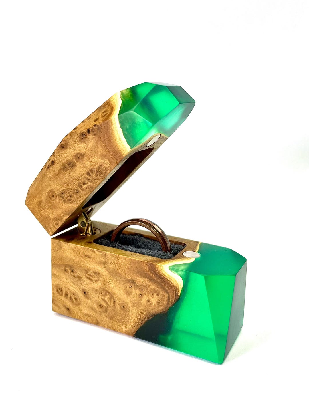 Handmade Wooden Resin Ring Box: Minimalist Engagement Ring Holder - Etsy