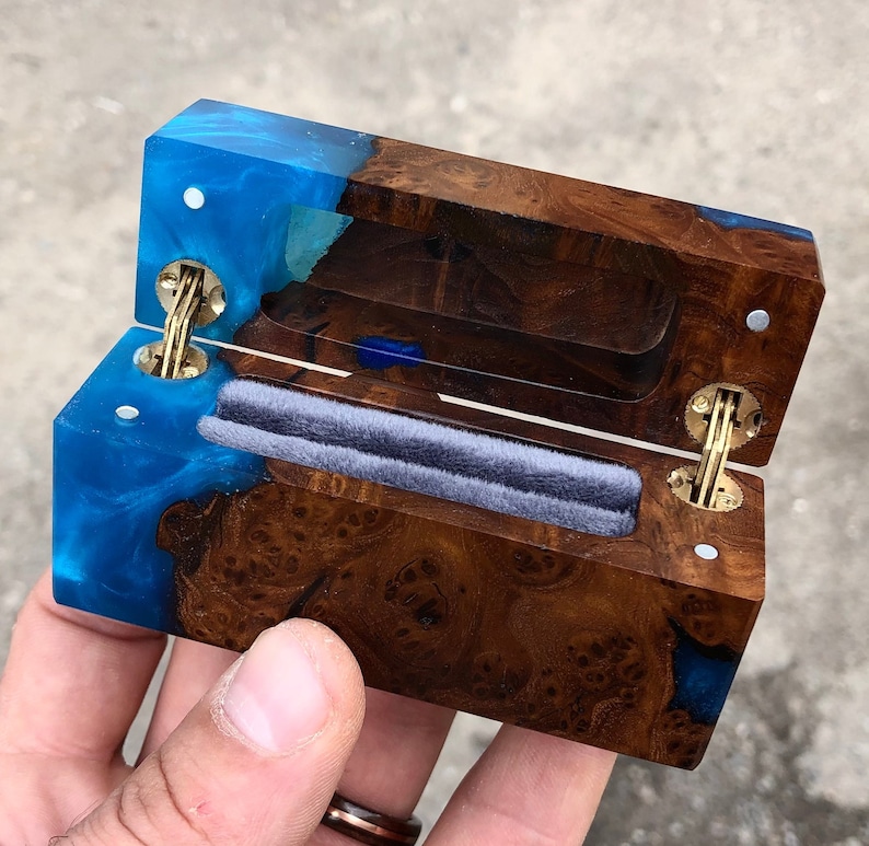 Engraved Wood Resin Ring Box: Personalized Wedding Ring Holder - Etsy