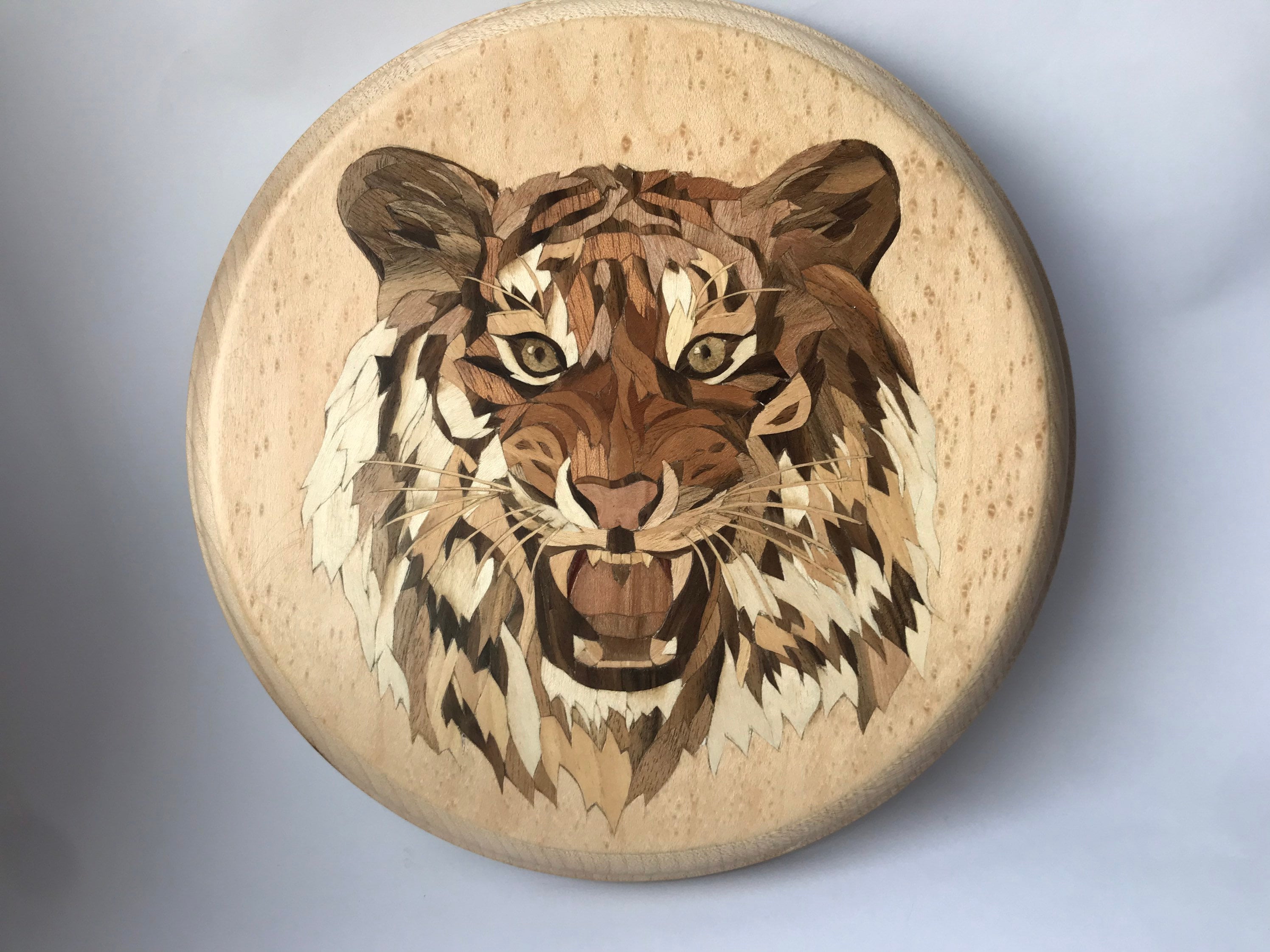 Marquetry wall art. marquetry portrait of a tiger. handmade | Etsy