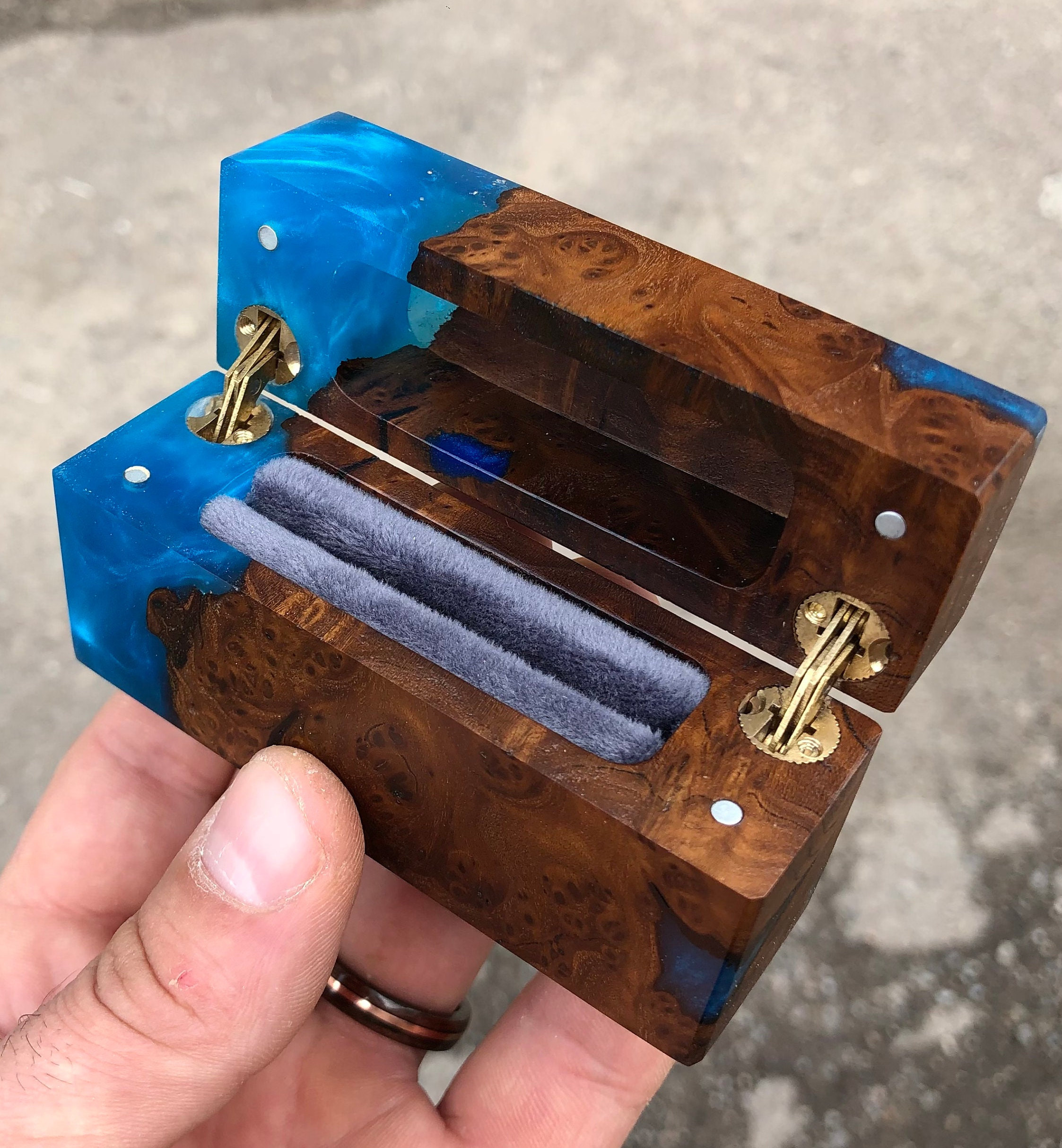 Engraved Wood Resin Ring Box: Personalized Wedding Ring Holder - Etsy