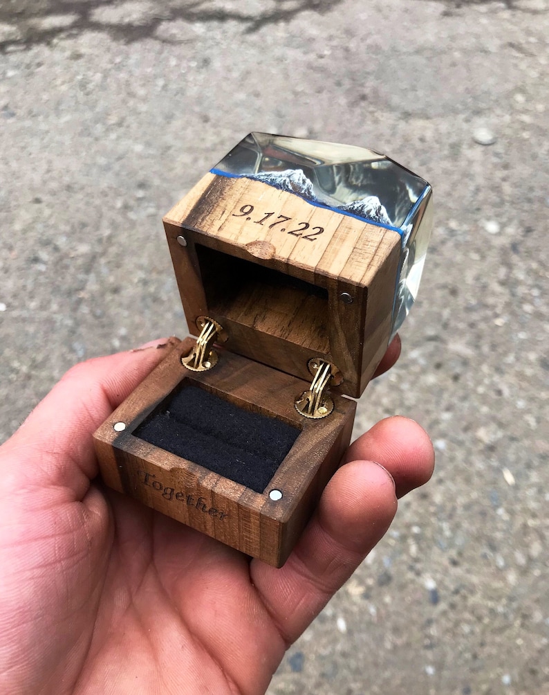 Resin and Wood Engagement Ring Box.ring Box Wedding Engagement - Etsy