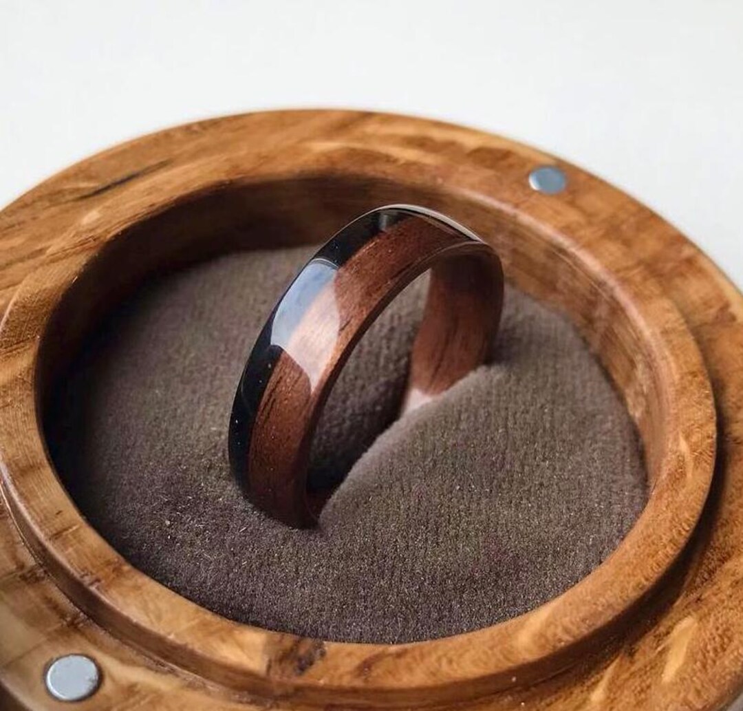 Walnut Wood Ring Wooden Wedding Band Unique Men's Ring 5th Anniversary ...