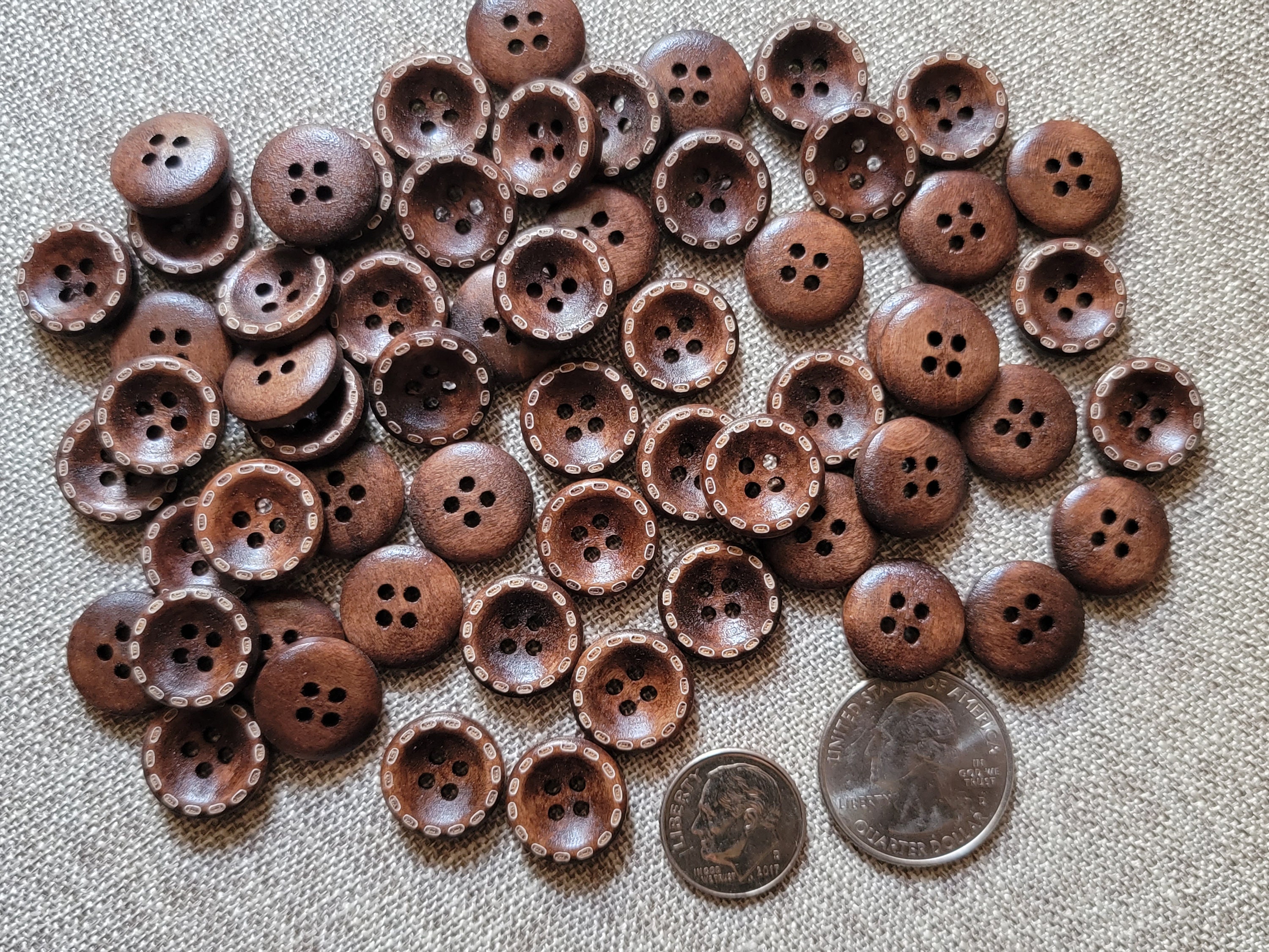 15mm Dark Wooden Buttons Dark Brown Buttons Small Wooden | Etsy