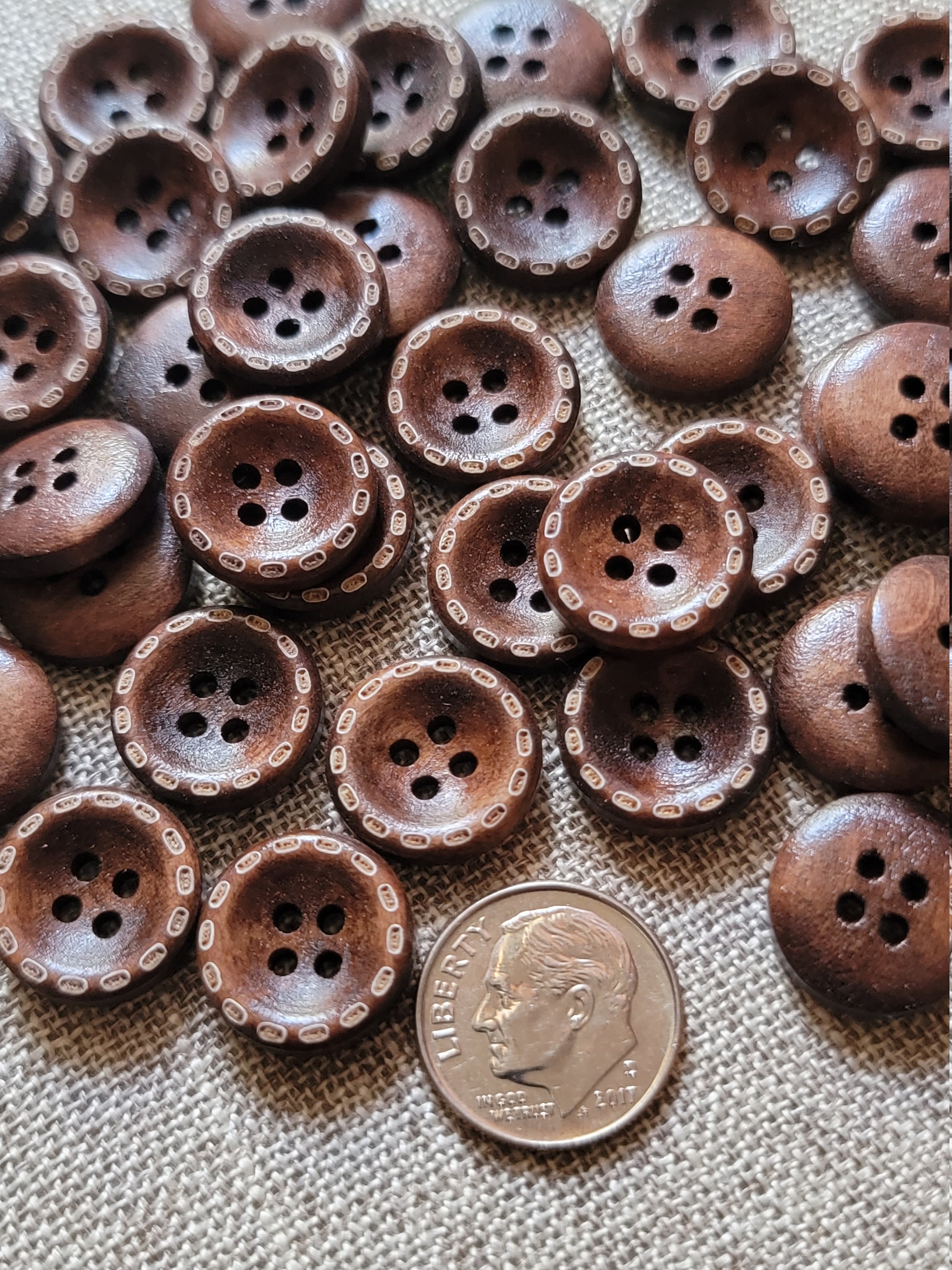 15mm Dark Wooden Buttons Dark Brown Buttons Small Wooden | Etsy