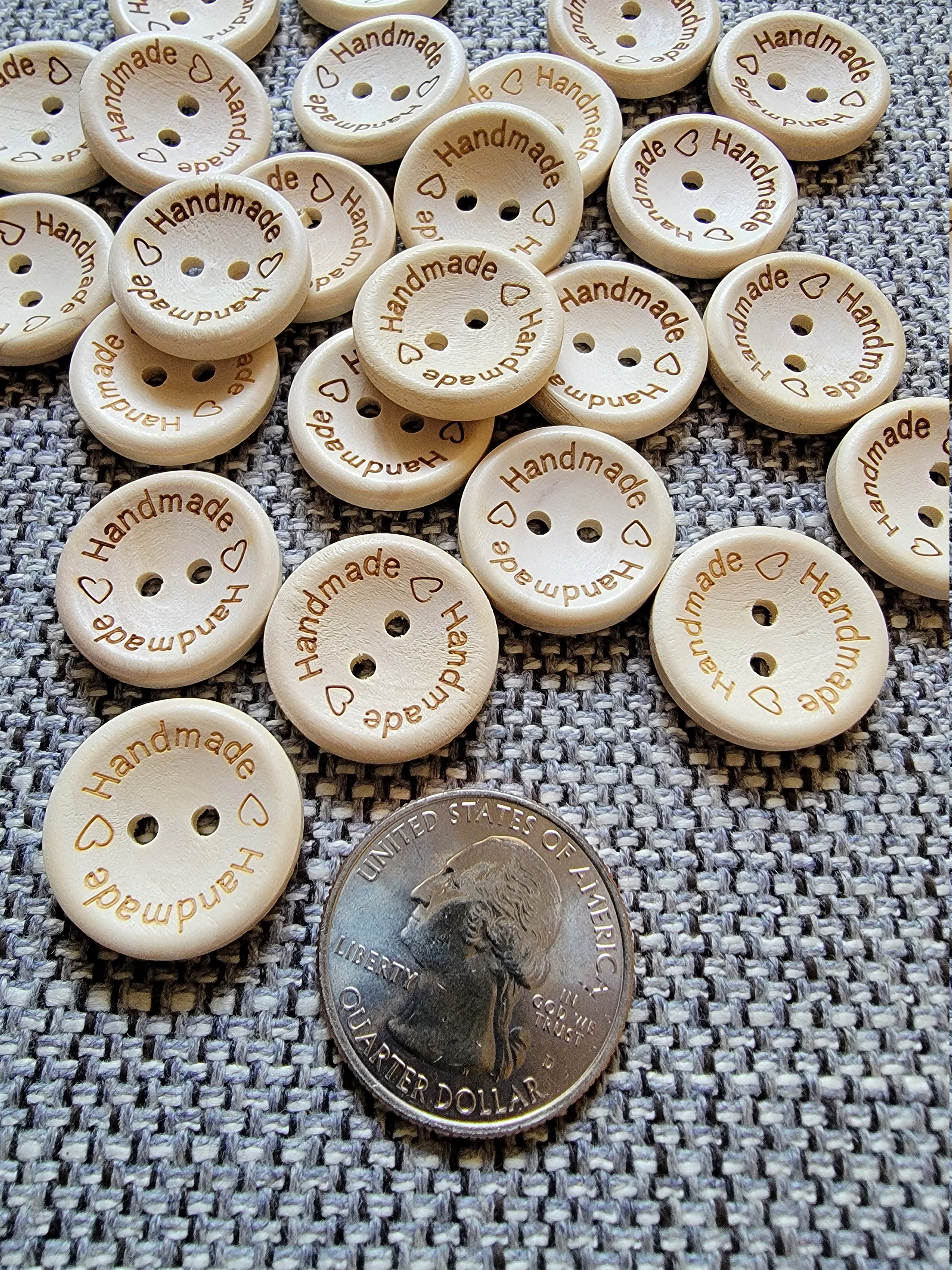 Handmade With Love Buttons 20mm Wood Buttons 20mm Handmade - Etsy