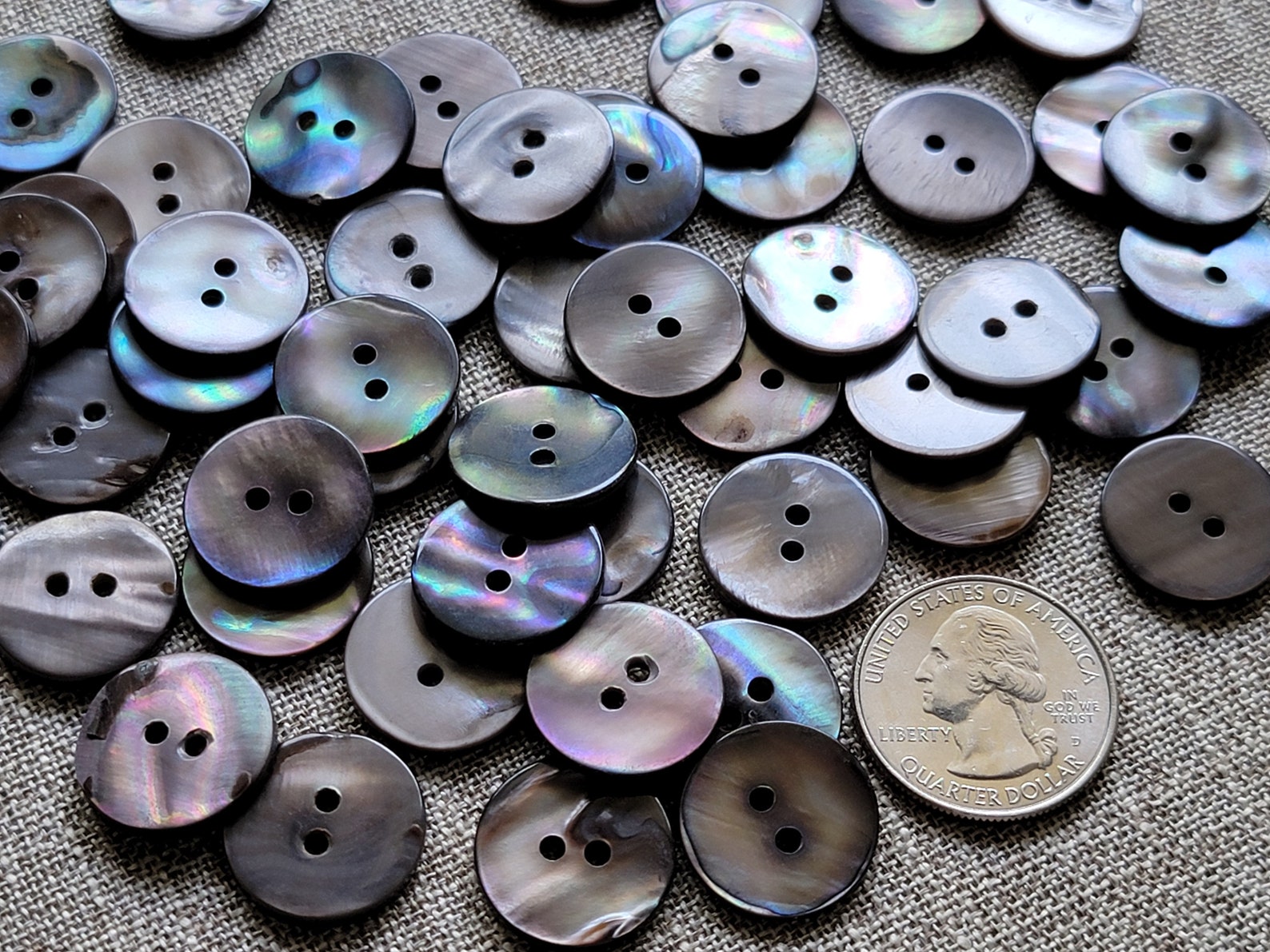 Black Gray Shell Buttons 17mm Shell Buttons Smoke Grey Shell - Etsy
