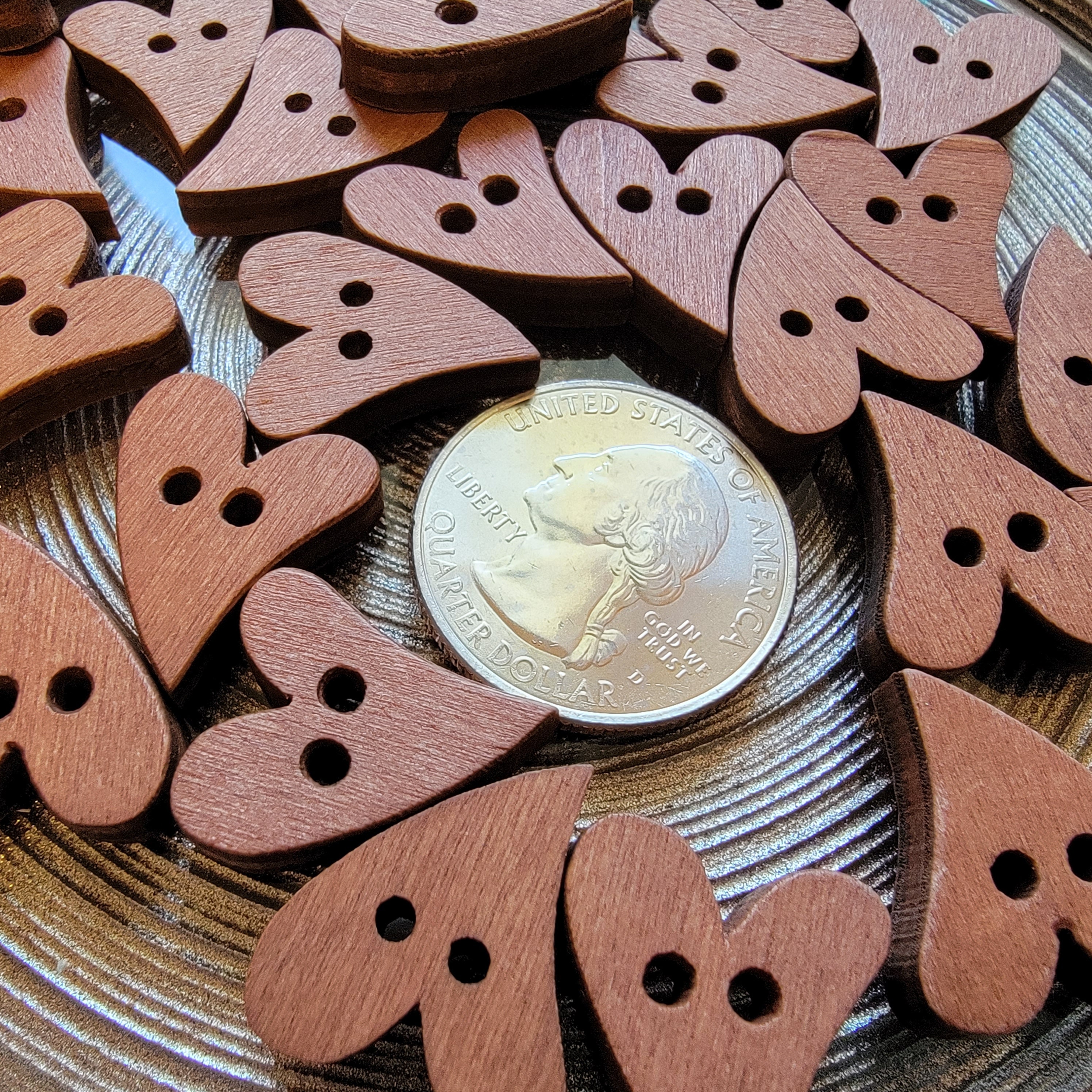 Heart Shaped Buttons, Brown 20mm X 16mm Buttons, Wooden Heart Buttons ...