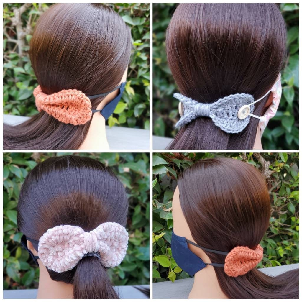 Ear Saver, Face Mask Ear Saver, Crochet Ear Saver, Bow Ear Saver, Kids ...