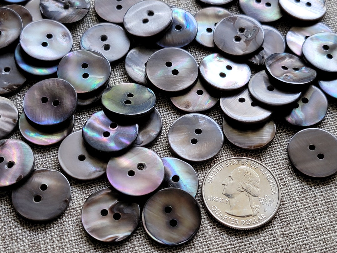 Buy Black Gray Shell Buttons, 17mm Shell Buttons, Smoke Grey Shell ...