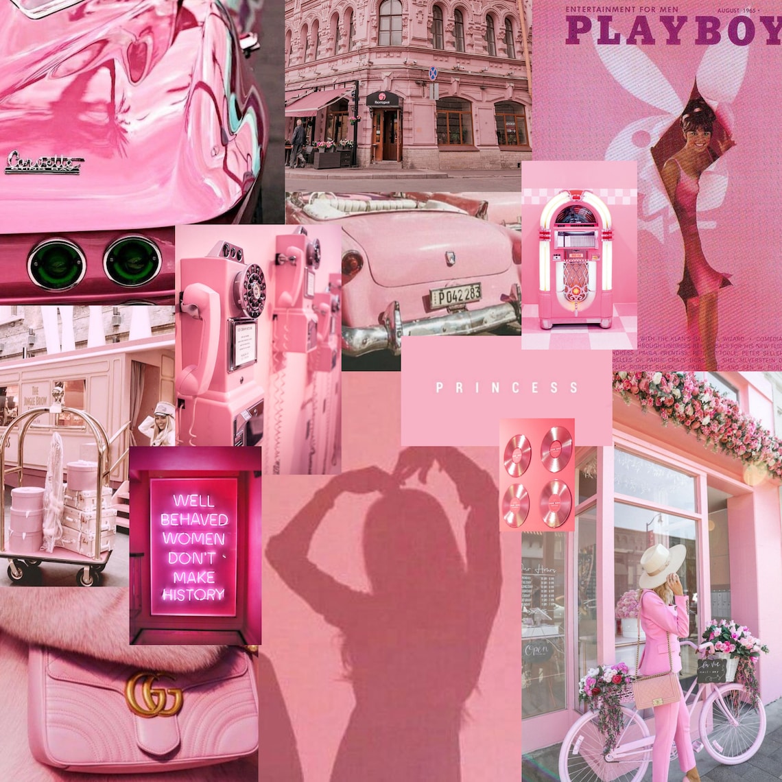 LIGHT PINK COLLAGE, Aesthetic Wall Collage Kit, Teen Bedroom, Photo ...