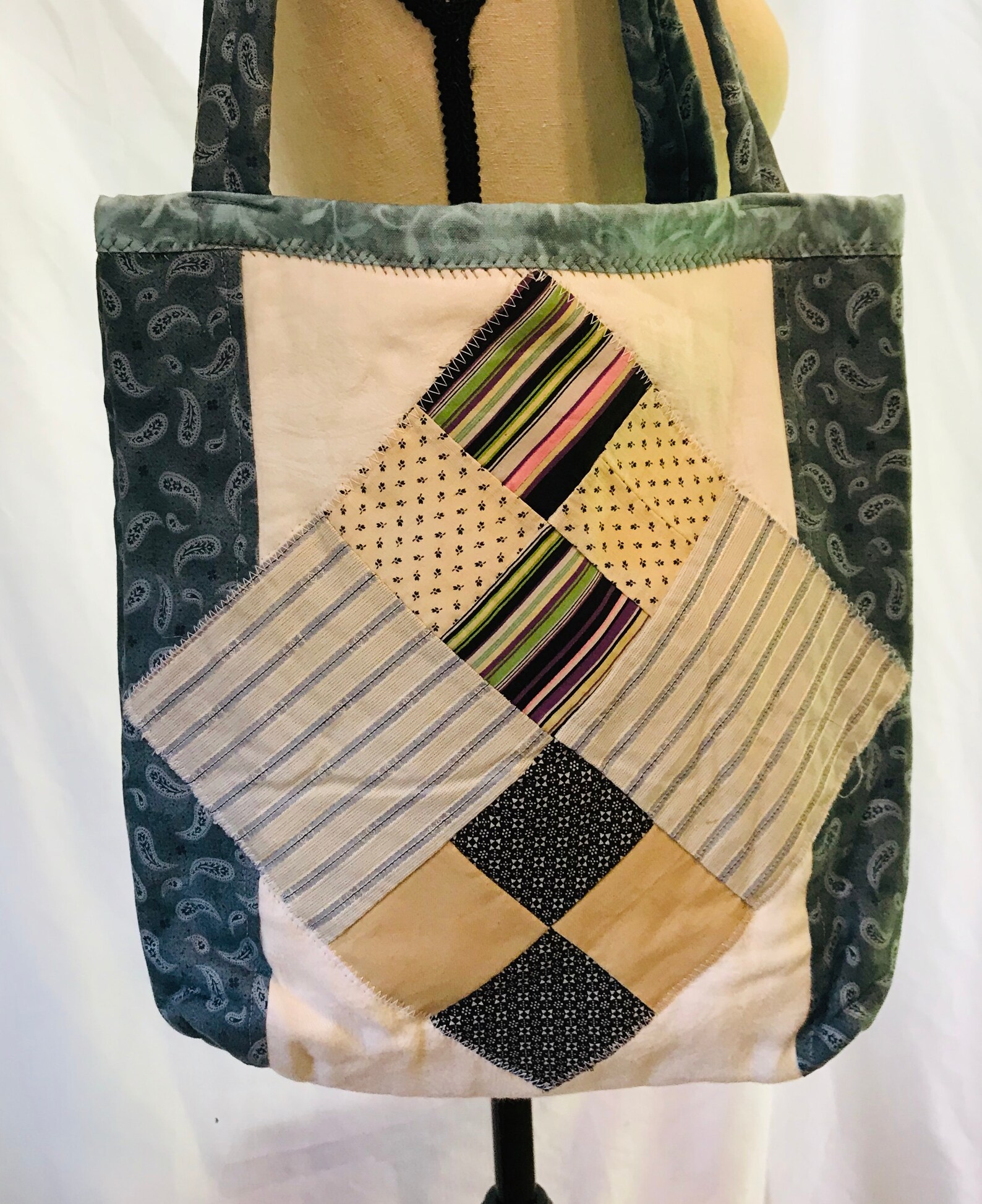 Easy Quilt Block Tote Bag SEWING PATTERN, Project Bag, Knitting Bag ...