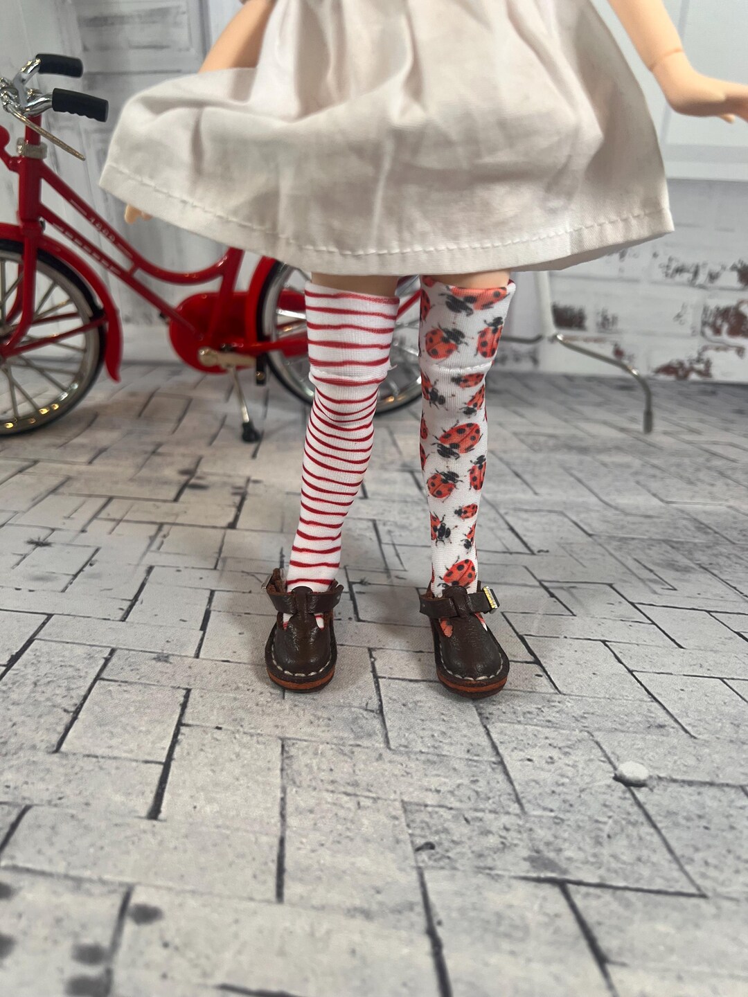 Blythe Over the Knee Socks or Thigh Stockings, Lady Bugs and Stripes ...