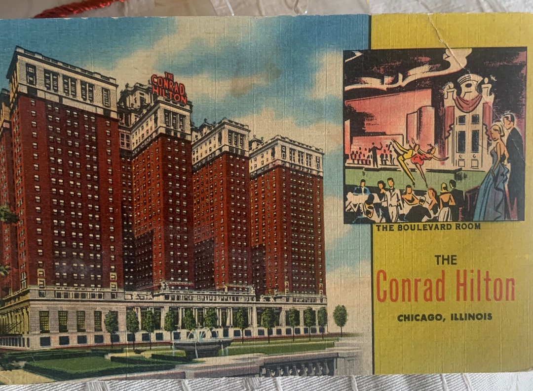 Vintage Colored Linen Hotel the Conrad Hilton Postcard / Linen Postcard ...