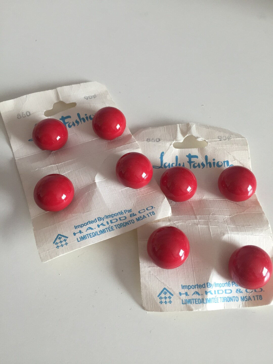 Vintage Cherry Red Small Round Glossy Sewing Buttons/ Dark Red Round ...