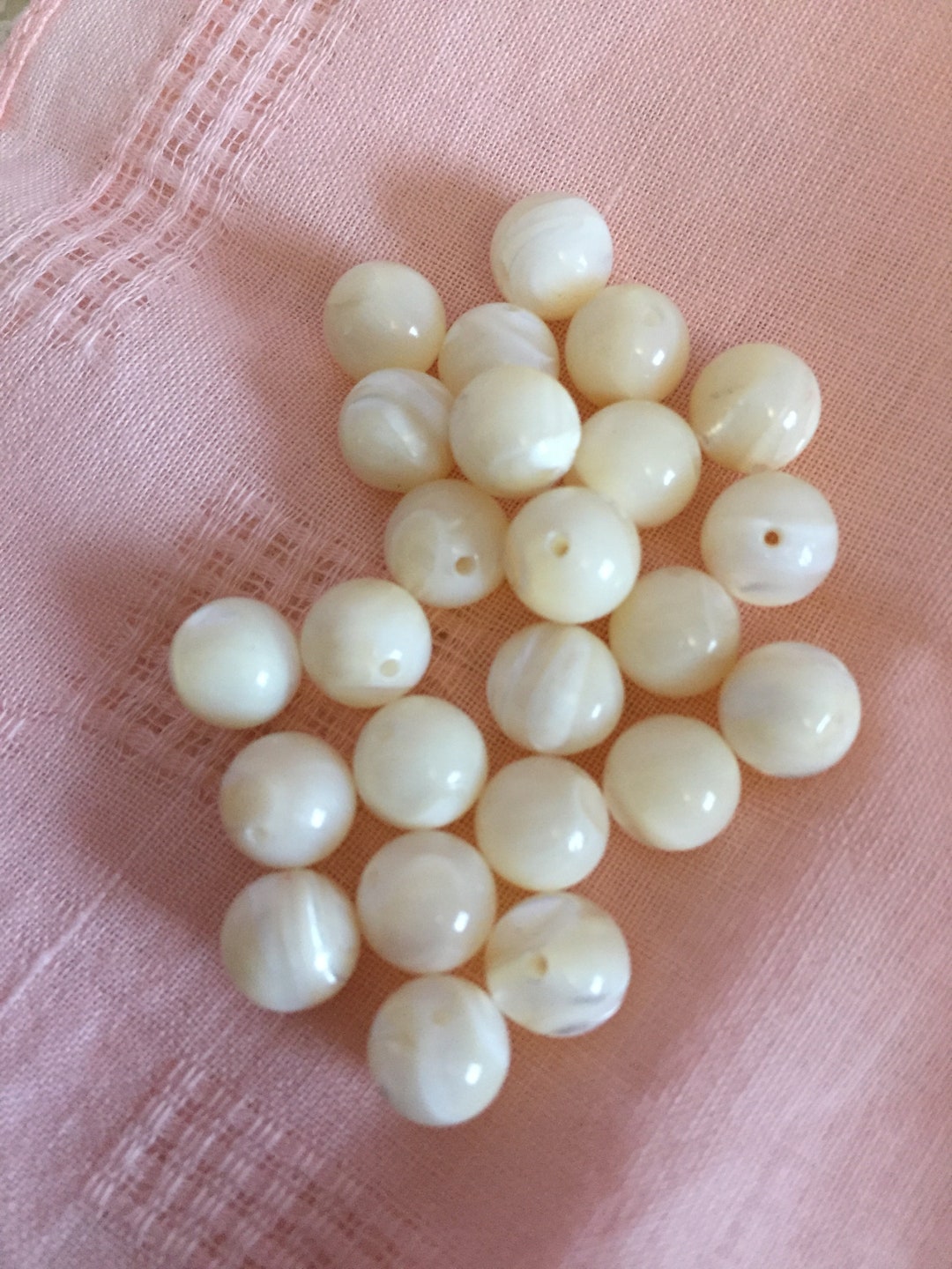 Round Polished Mother of Pearl Shell Beads/ Shell Beads/jewelry Supply ...